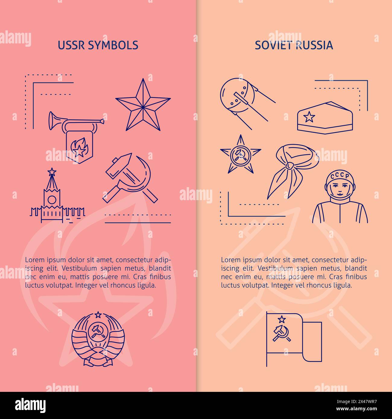 Banner template with USSR symbols and place for text. Vector ...