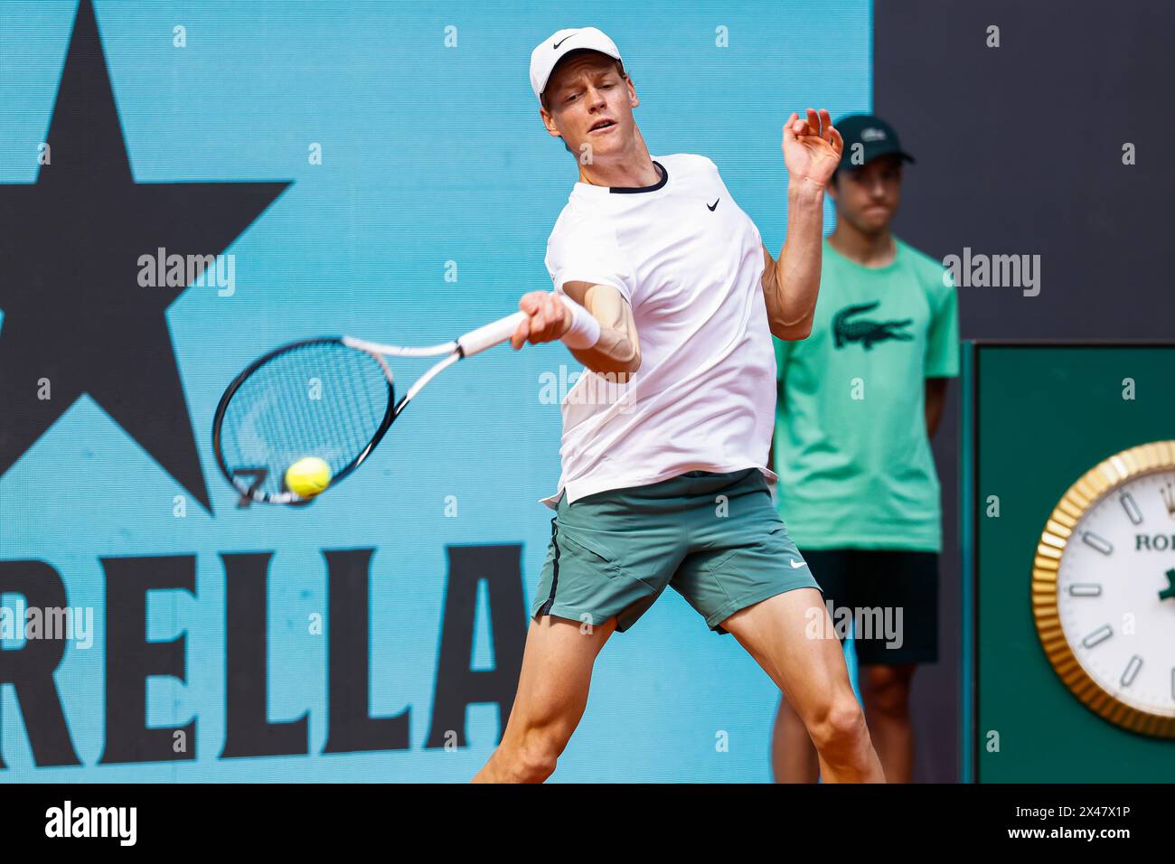 Jannik Sinner of Italy in action against Karen Khachanov of Russia during the Mutua Madrid Open ...