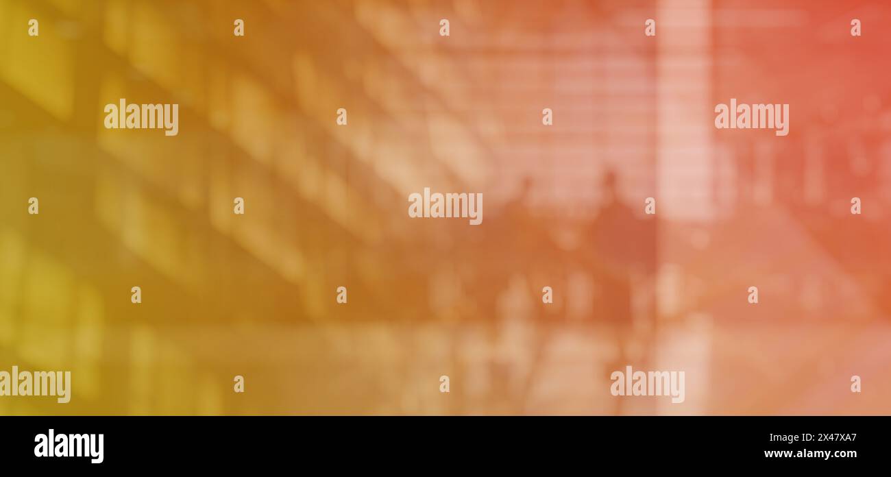 Tech city background with people and high rise buildings in deep blur ...