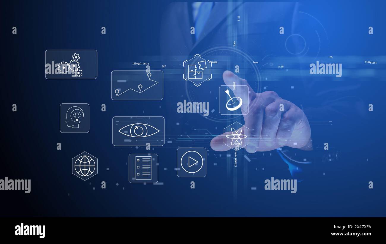 Cg symbols of a idea of a global business with blockchain technology in ...