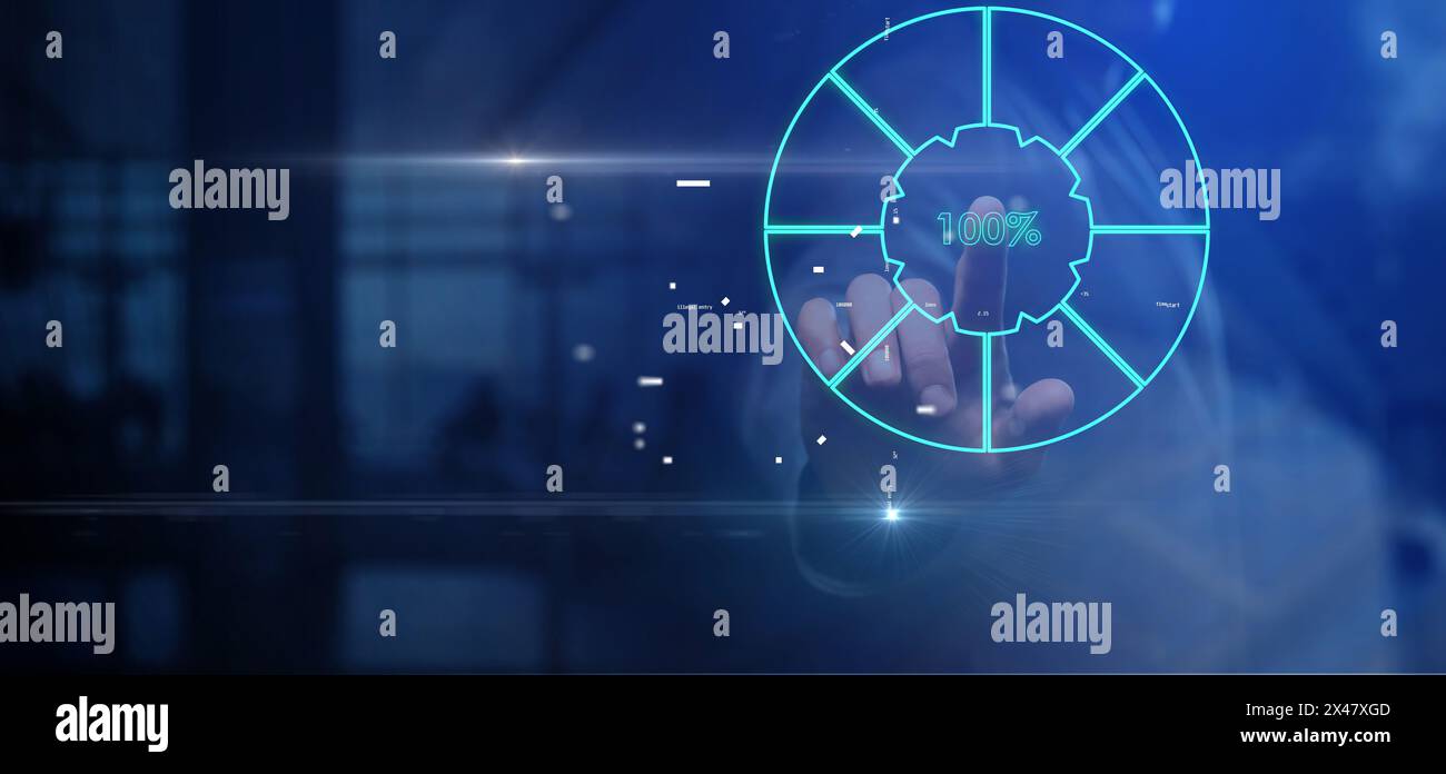 Cg pie chart with one hundred percent loading on the background of a ...