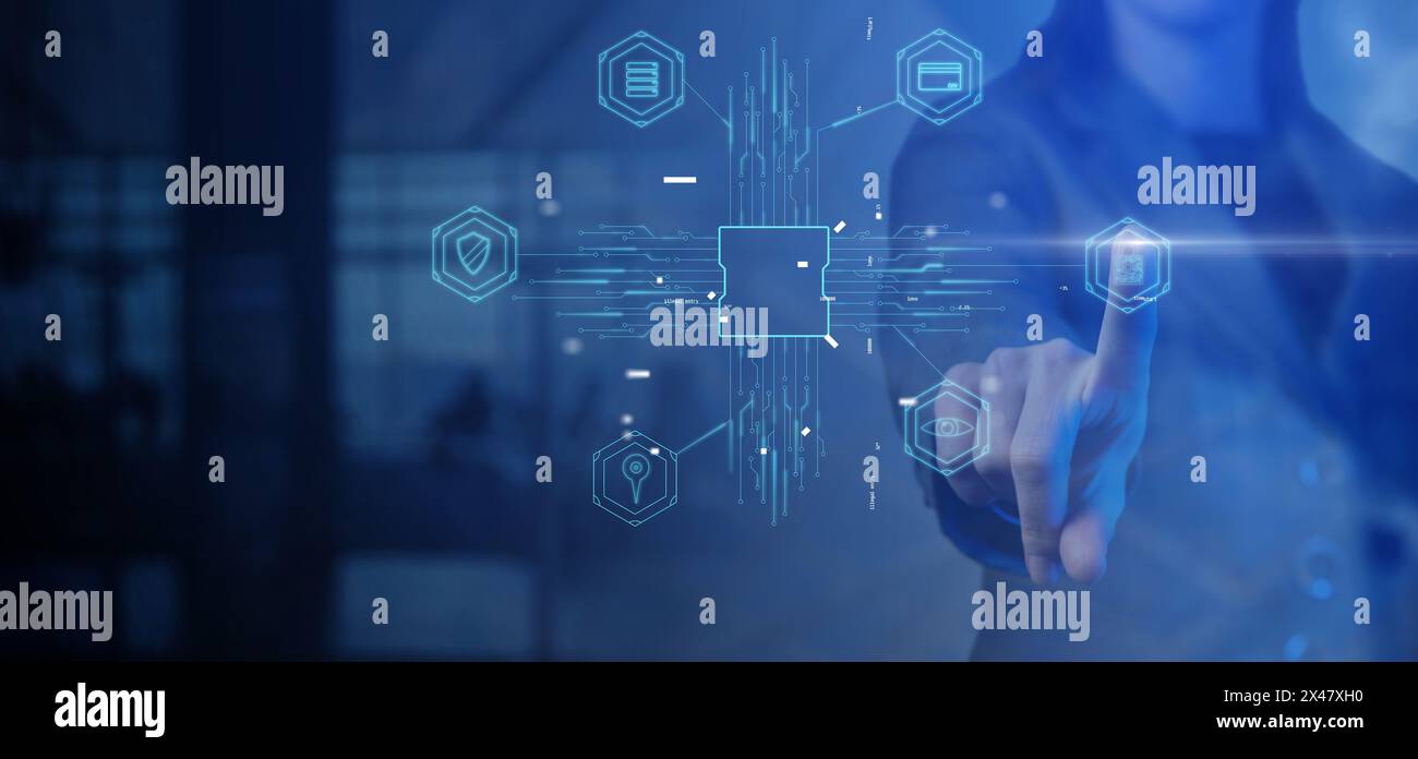 chip from which hexagons with database protection symbols diverge ...