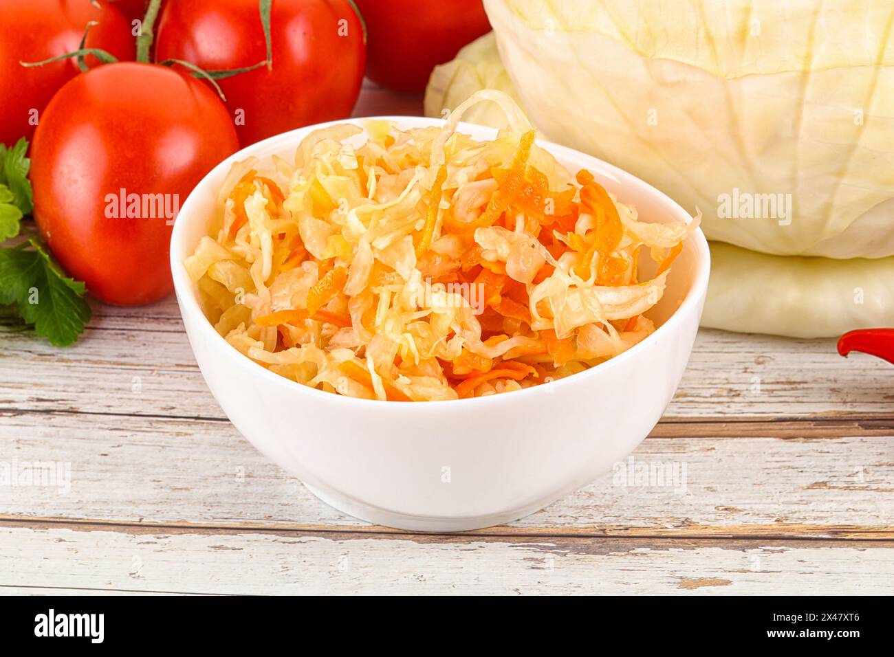 Fermented raw cabbage sauerkraut in the bowl Stock Photo - Alamy