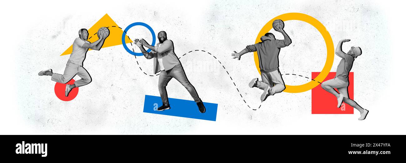 Sketch image collage of geometric elements circle triangle ball black ...