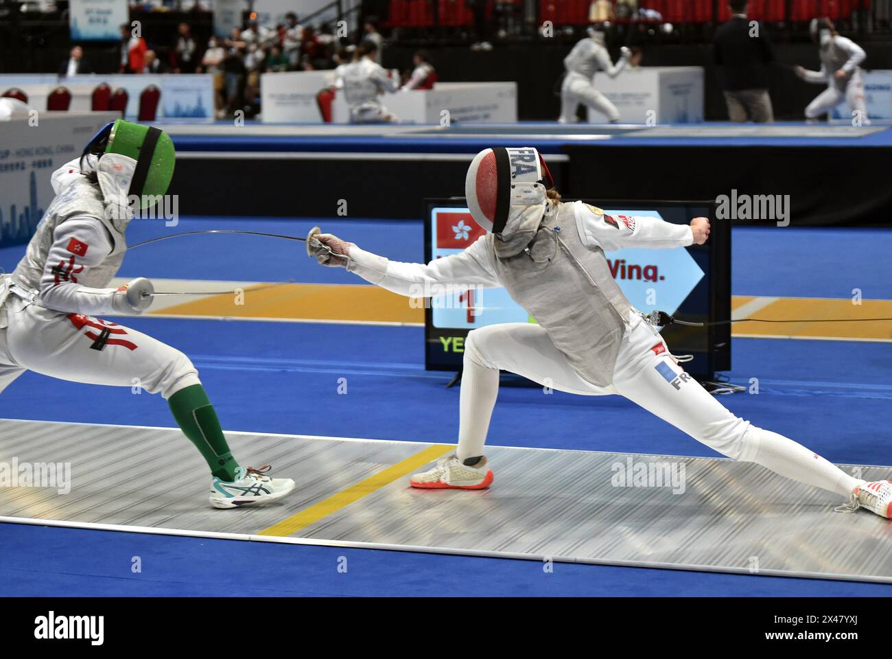 Hong Kong, China. 1st May, 2024. Pauline Ranvier (R) of France and Wong ...