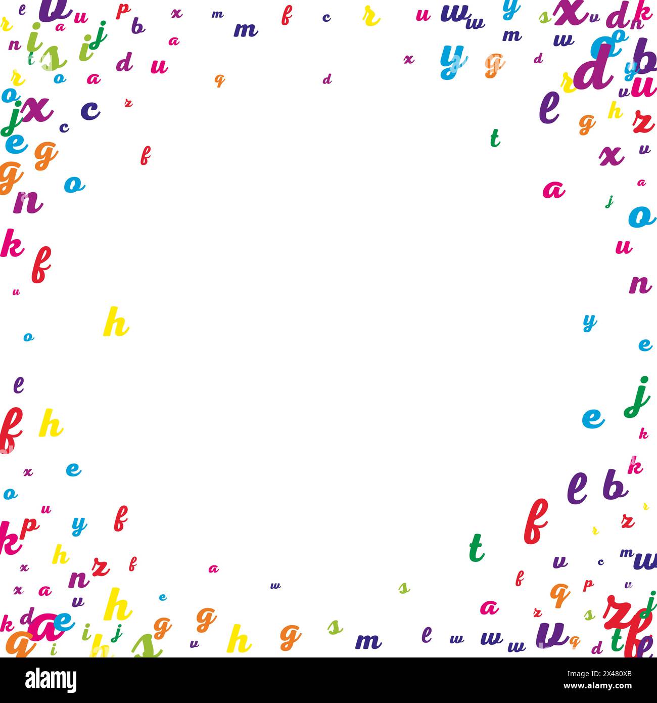 Scattered letters of latin alphabet. Colorful childish floating ...