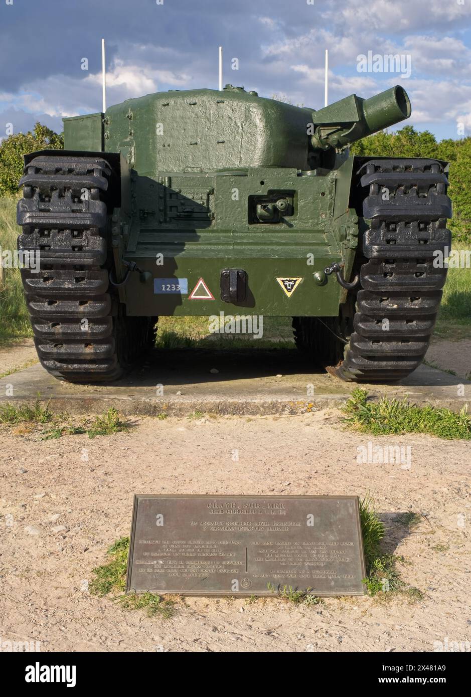 raye-sur-Mer, France - Apr 30, 2024: Churchill AVRE One Charlie during ...