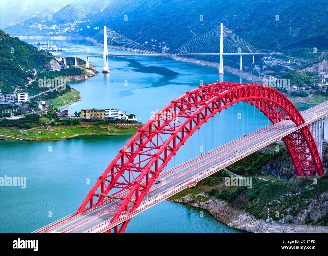 YICHANG, CHINA - MAY 1, 2024 - Aerial photo shows vehicles driving on ...