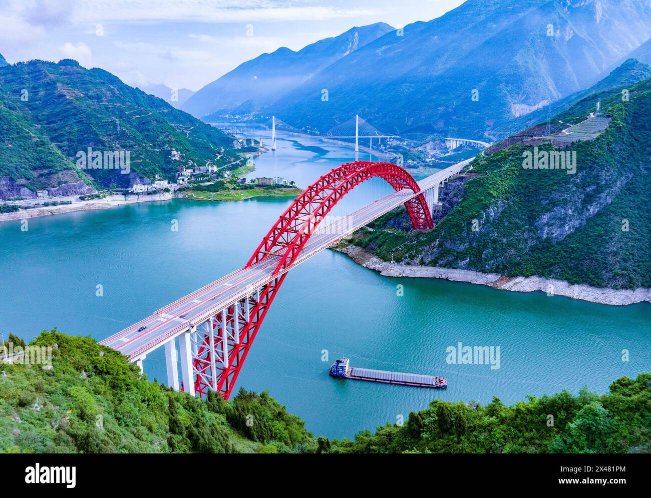 YICHANG, CHINA - MAY 1, 2024 - Aerial photo shows vehicles driving on ...