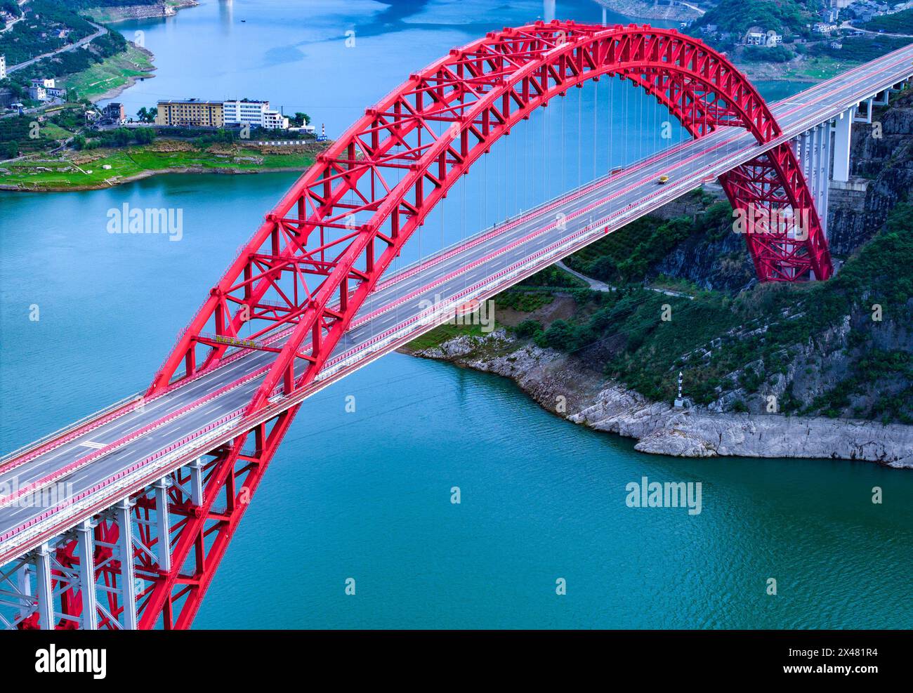 YICHANG, CHINA - MAY 1, 2024 - Aerial photo shows vehicles driving on ...