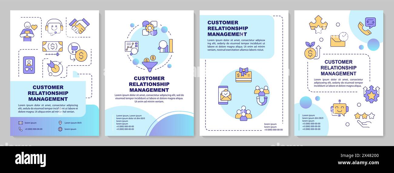 CRM system features blue gradient brochure template Stock Vector Image & Art - Alamy