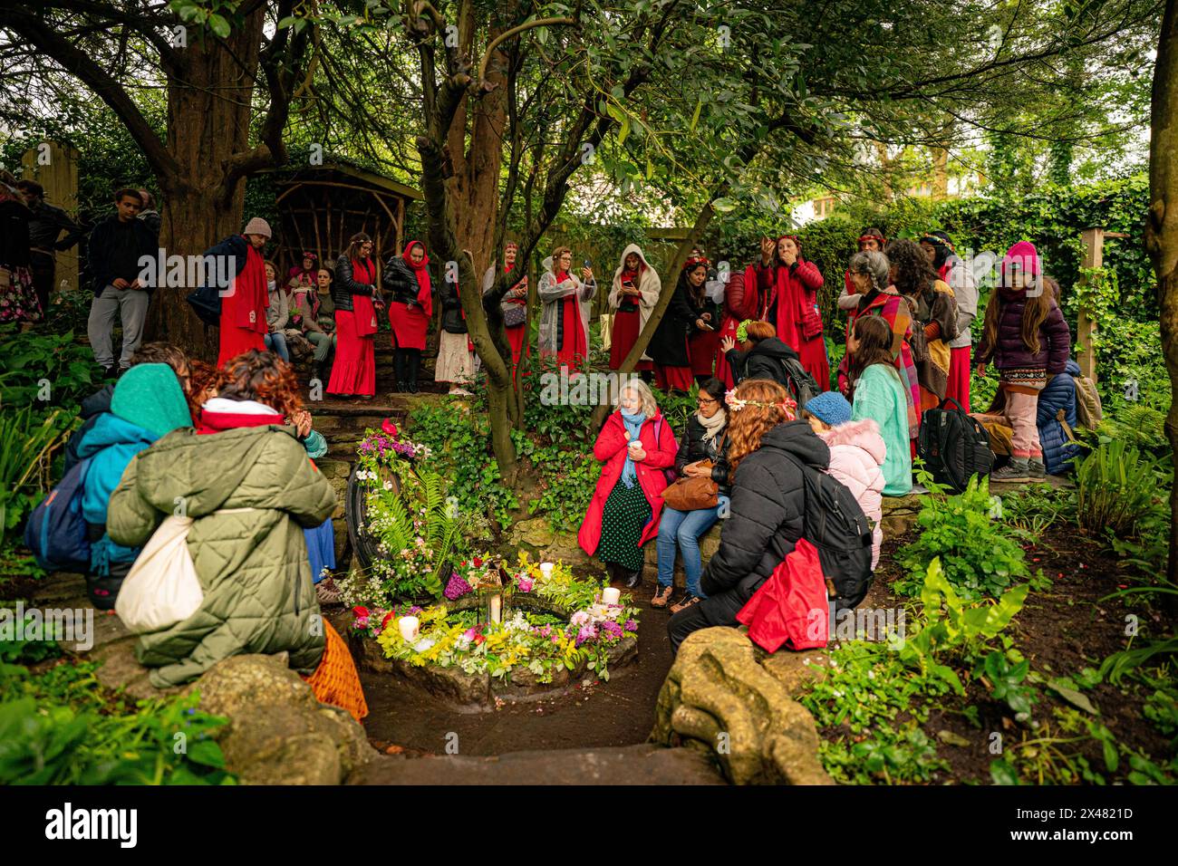 People take a few minuets of reflection during the Beltane celebrations ...
