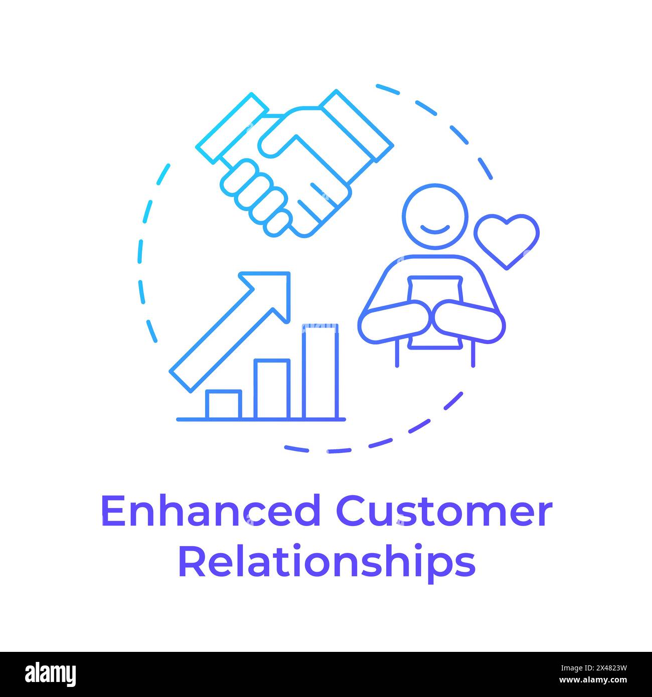 Enhanced customer relationships blue gradient concept icon Stock Vector ...