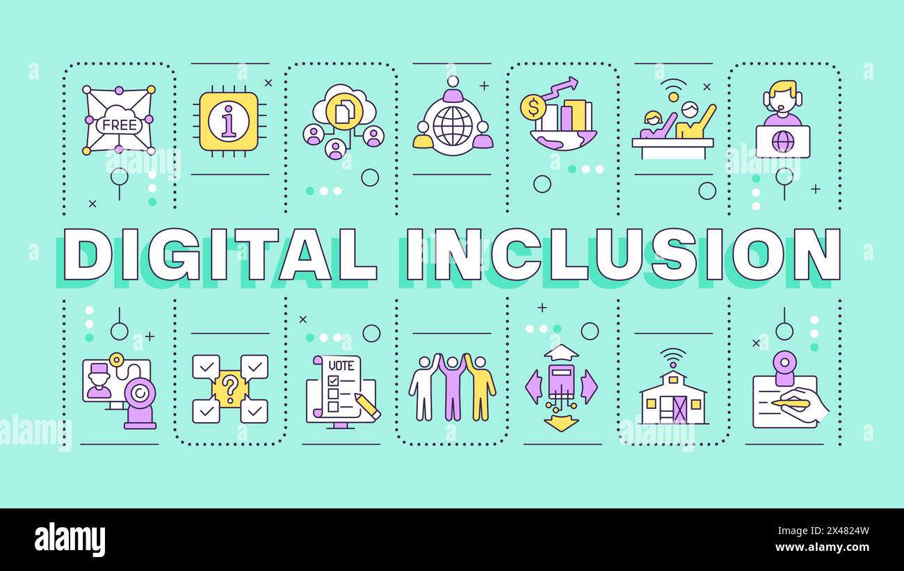 Digital inclusion turquoise word concept Stock Vector Image & Art - Alamy