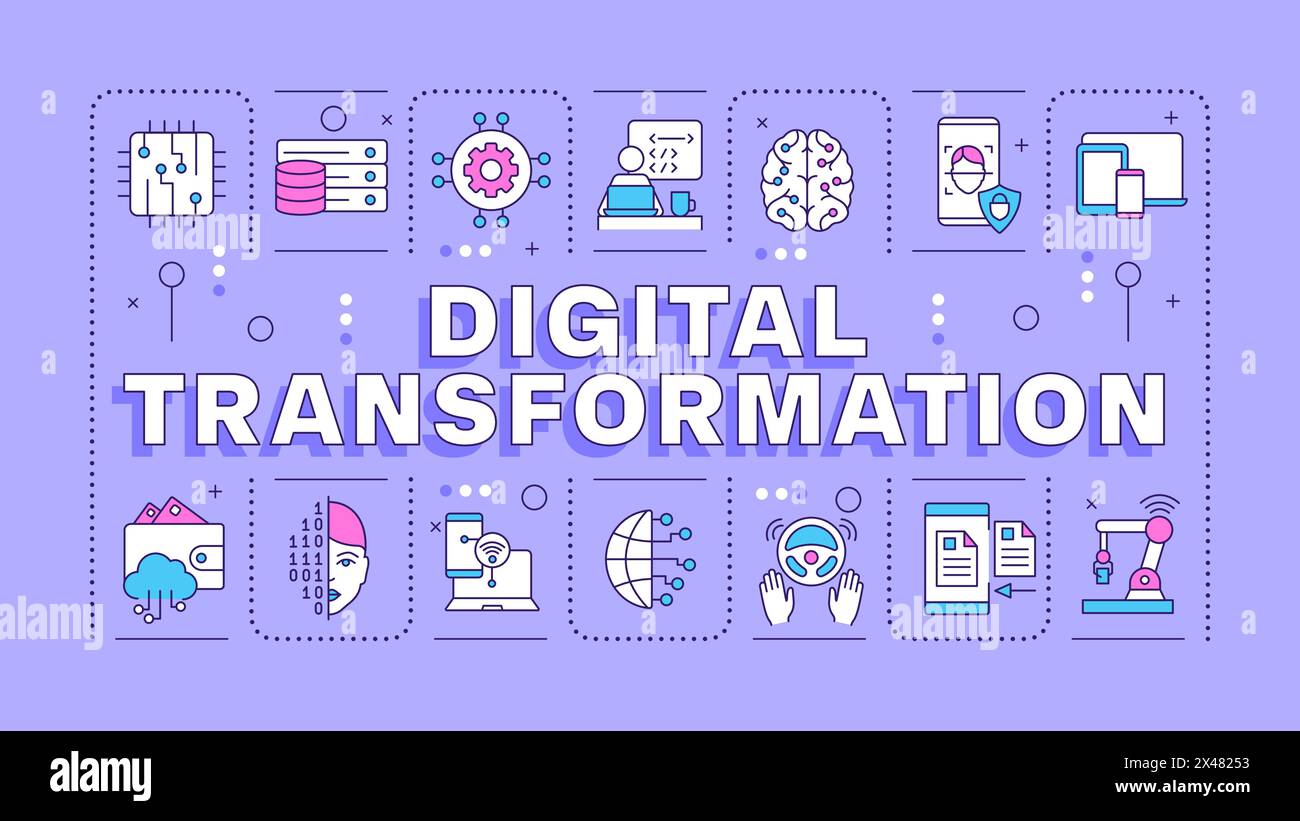Digital transformation purple word concept Stock Vector Image & Art - Alamy