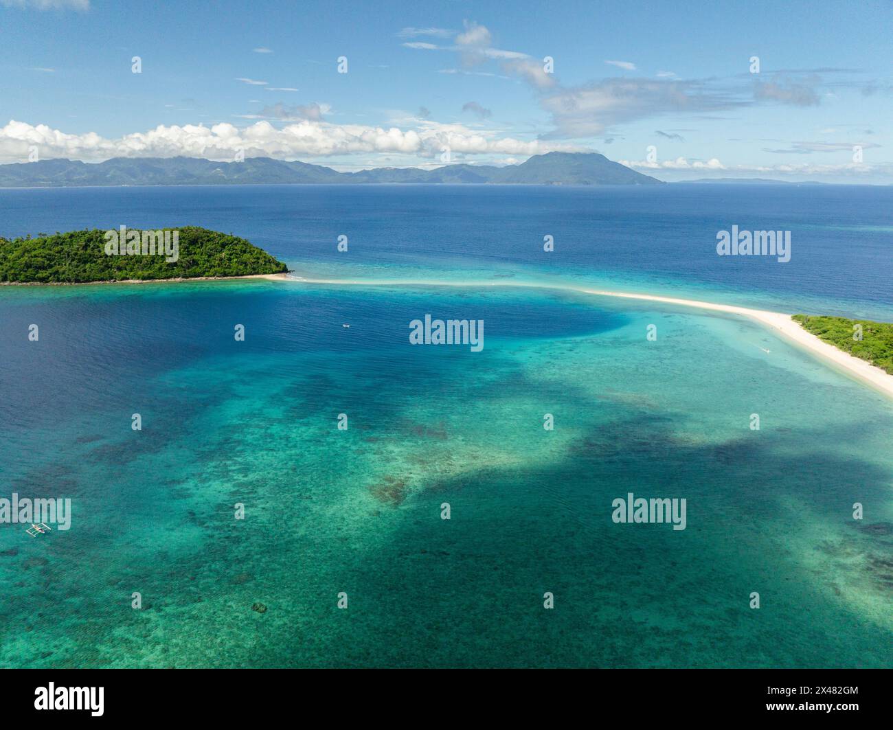 Beautiful scenery of Bon Bon Beach and Sandbank. Blue sky and clouds ...