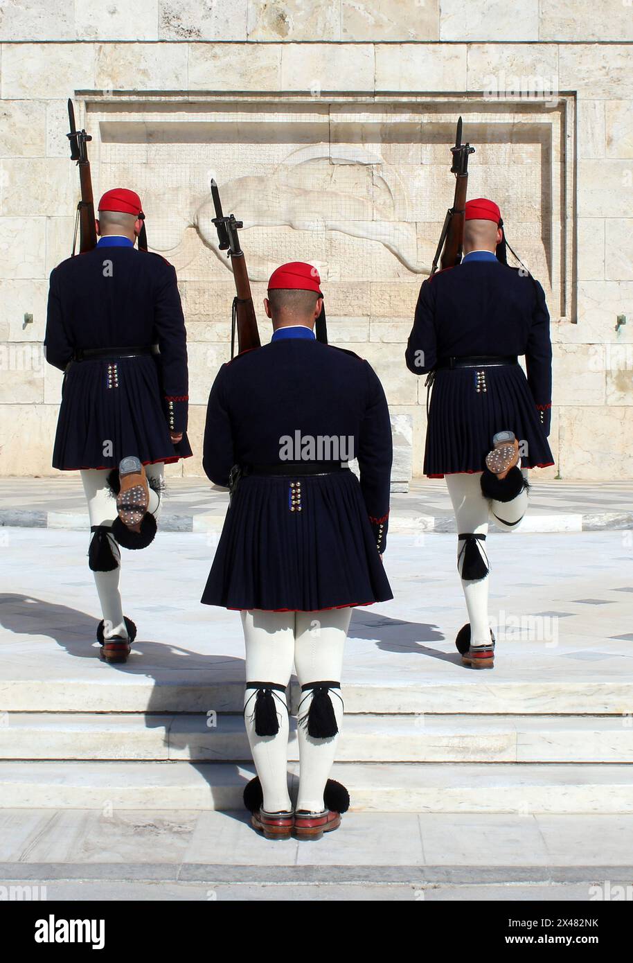 The official Changing Guard of Greek Presidential Guard ceremony, known as Evzones, in front of ...