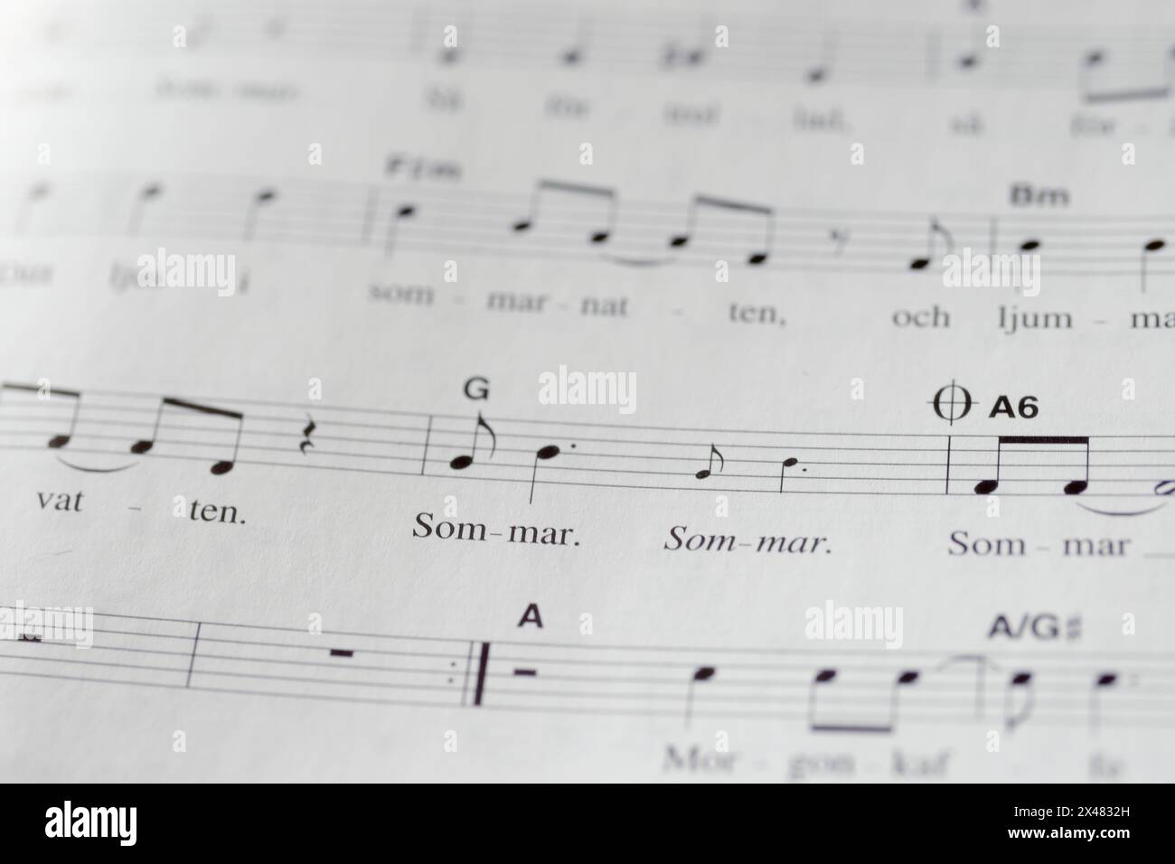 Closeup shot of old Swedish music notes Stock Photo - Alamy