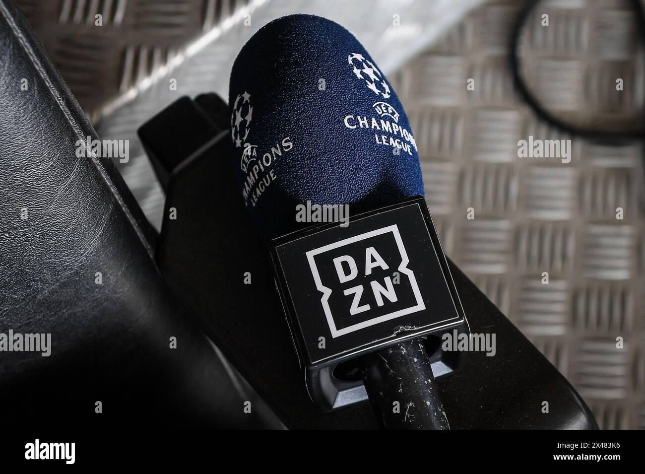 Illustration of the microphone with the official UEFA Champions League ...