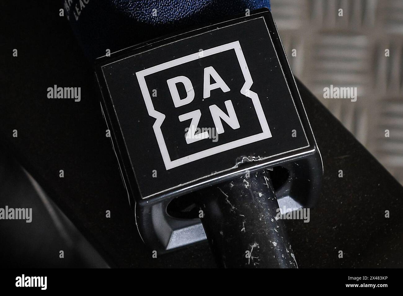 Illustration of the official logo of DAZN during the training of the ...
