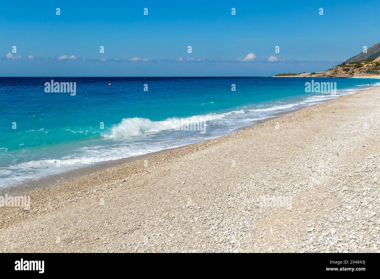Ionian Sea wave breaking on Drymades beach, Albanian Riviera, Dhermi ...