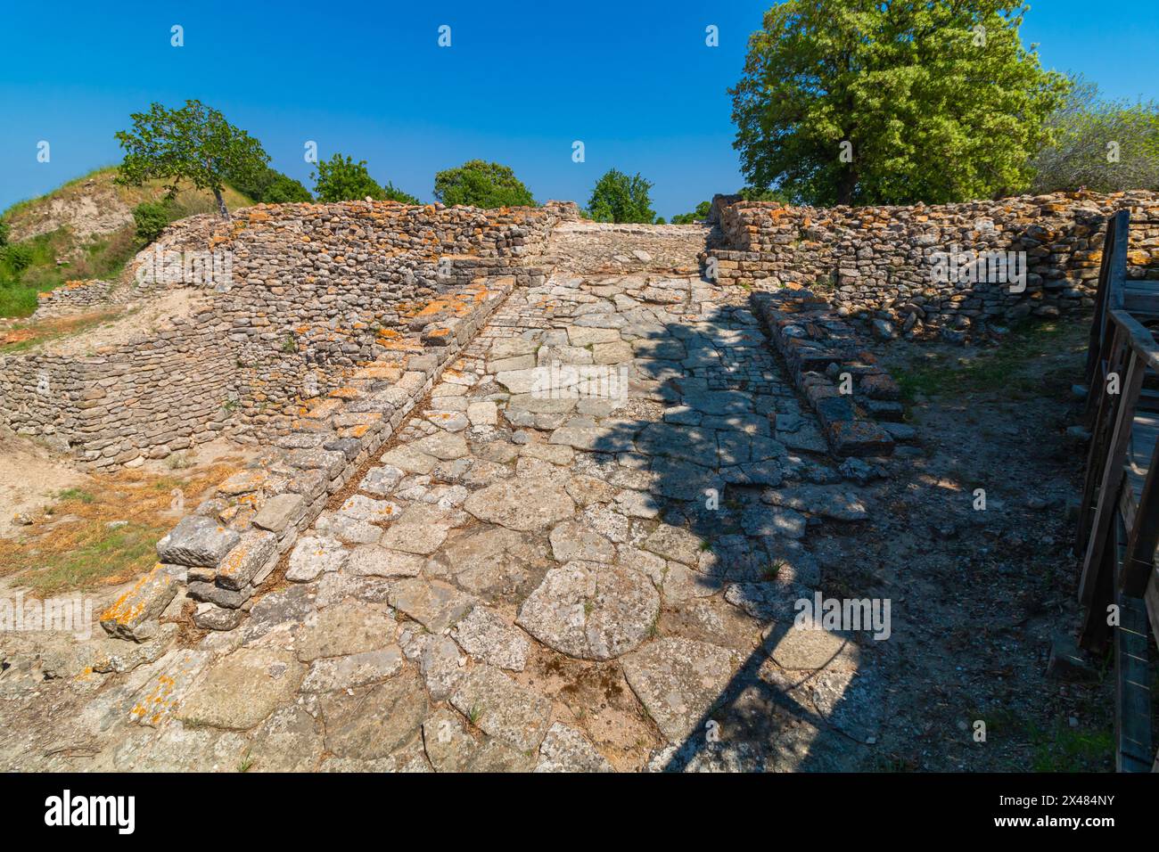 Acropolis road of Troy ancient city in Canakkale Turkey. Visit Turkey ...