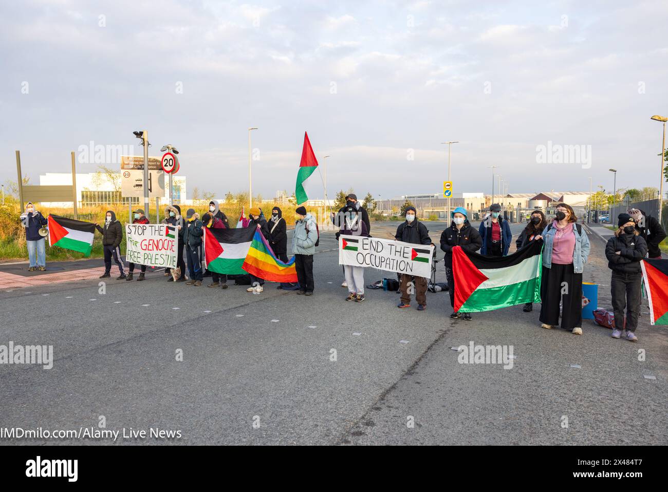 Preston, UK. 01 MAY, 2024. Activists hold various signs as protestors ...