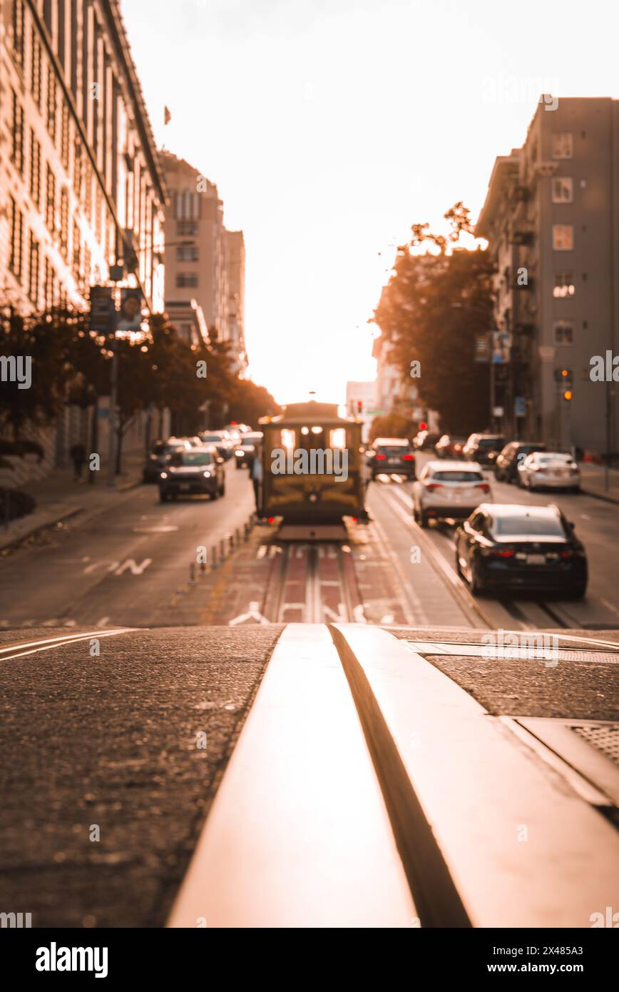 San Francisco Cable Car at Sunset, Urban Scene with Historic Charm ...