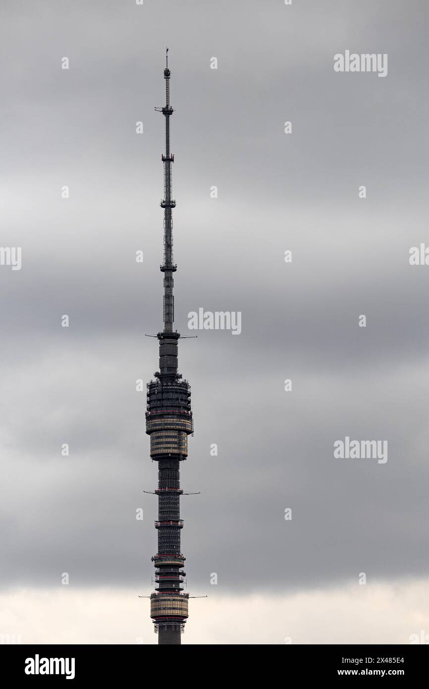 Moscow, Russia - April 22, 2024: Ostankino TV tower against a ...