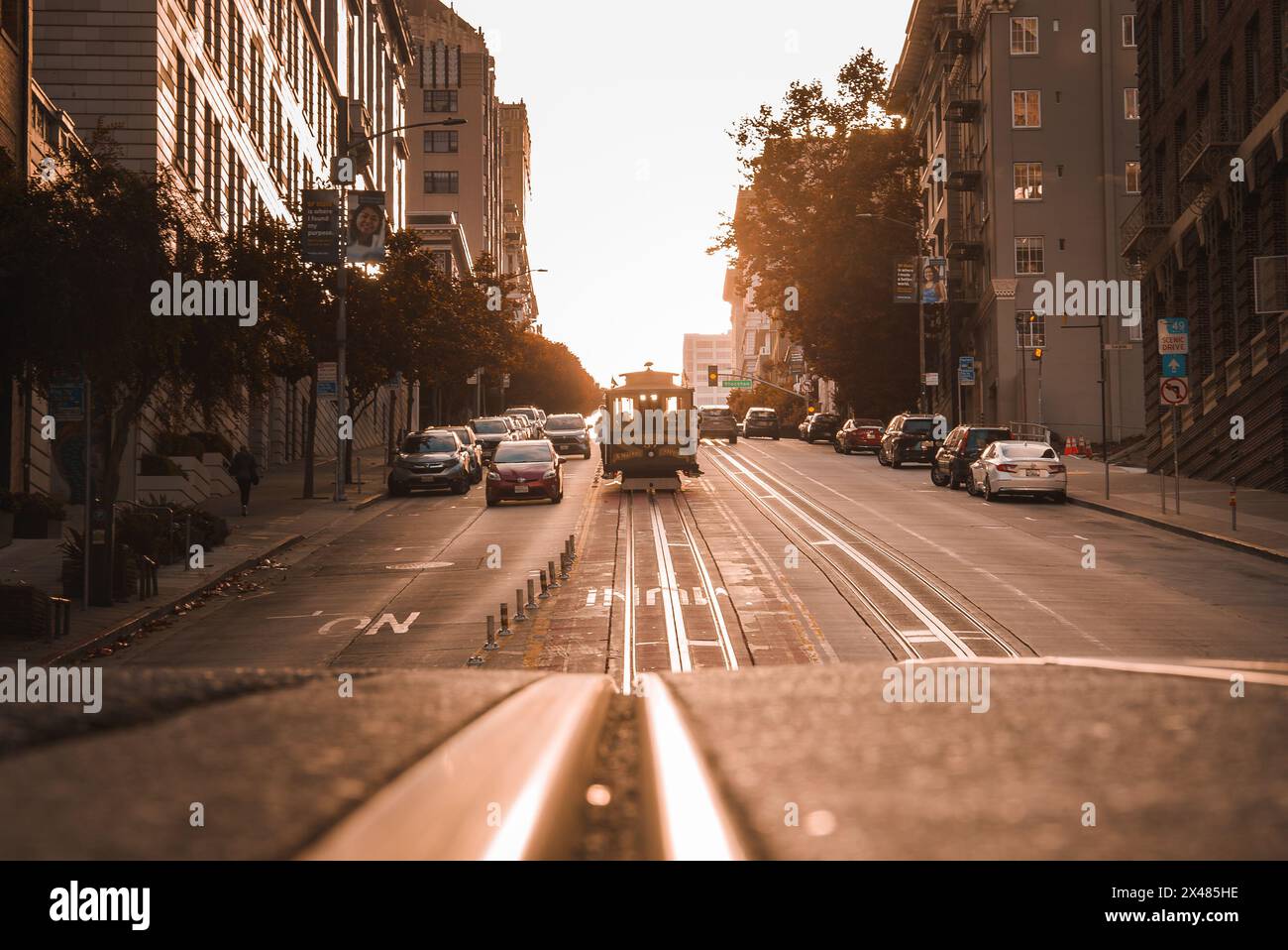 Charming San Francisco street scene at golden hour Stock Photo - Alamy