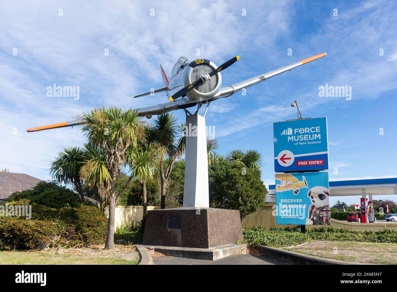 Harvard aircraft at entrance to Air Force Museum of New Zealand ...