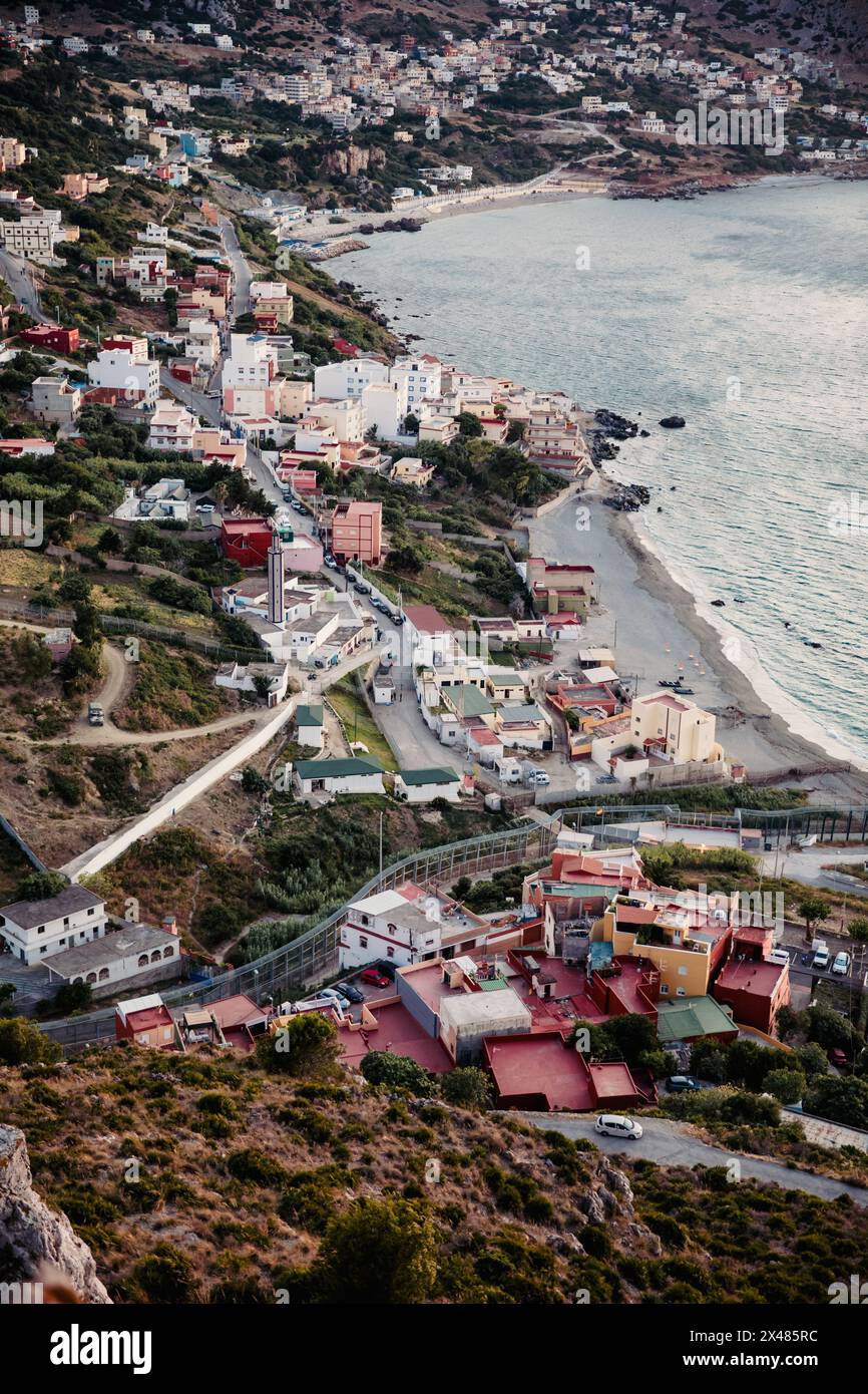 General view of the Ceuta border where Spain is separated from Morocco ...
