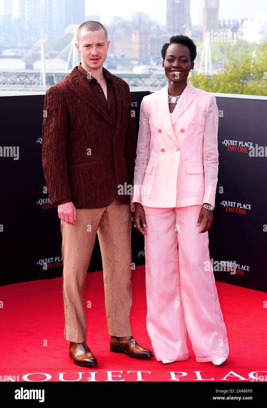 Joseph Quinn and Lupita Nyong'o during a photocall for A Quiet Place ...