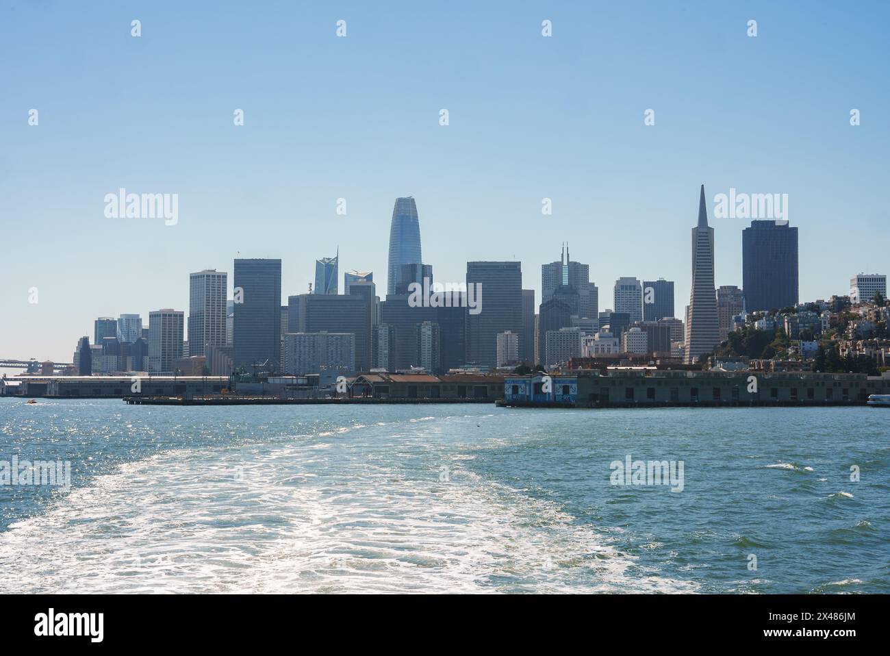 San Francisco skyline view by water, daytime, Transamerica Pyramid ...