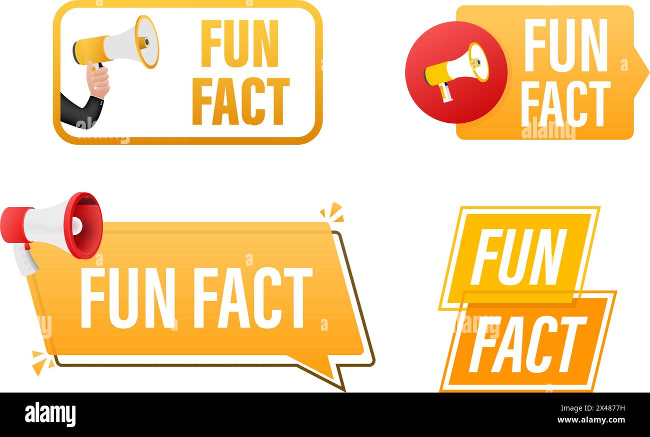 Fun fact text with Megaphone label set. Megaphone in hand promotion ...