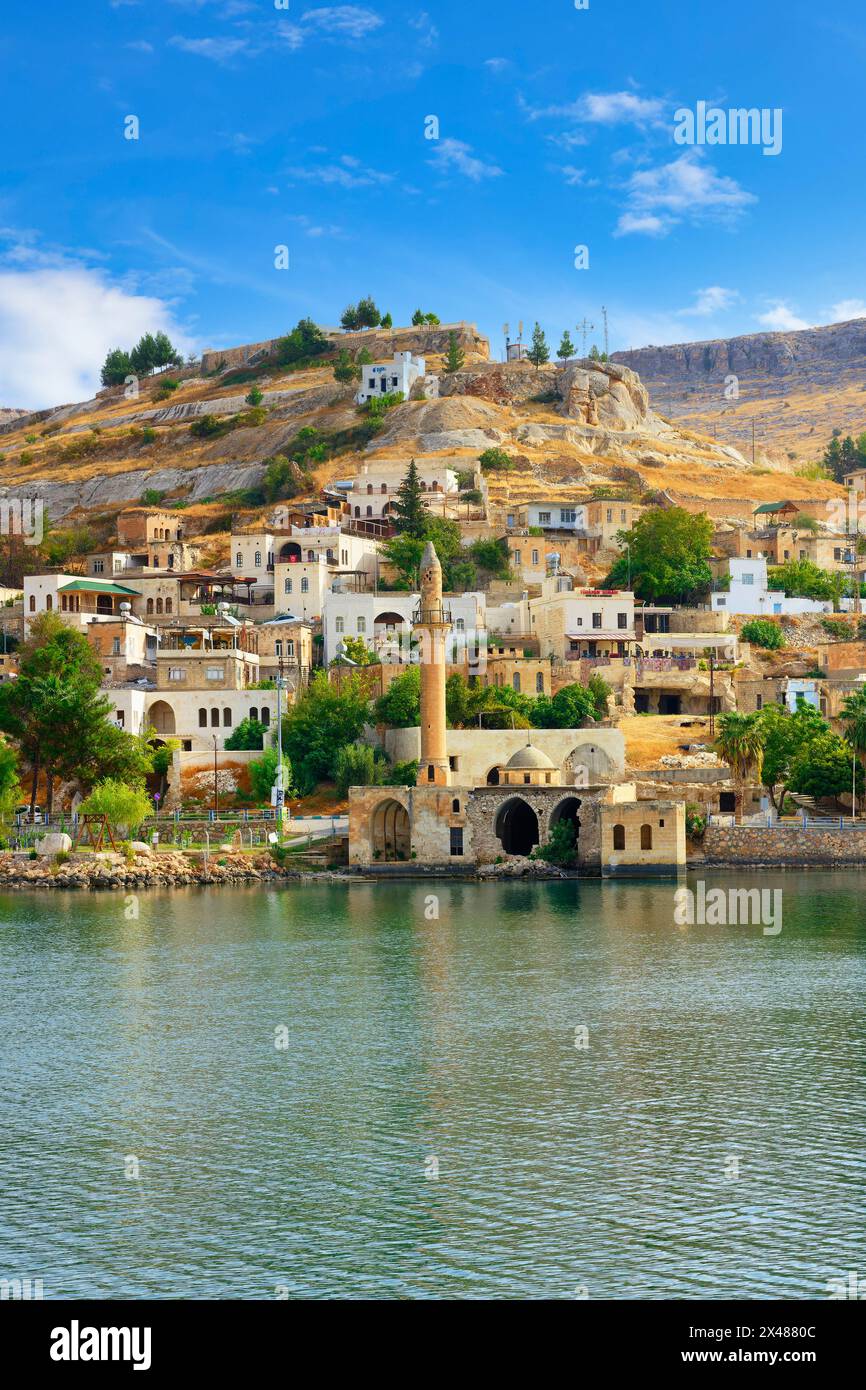 Partly submerged mosque of Eski Halfeti due to the construction of the ...