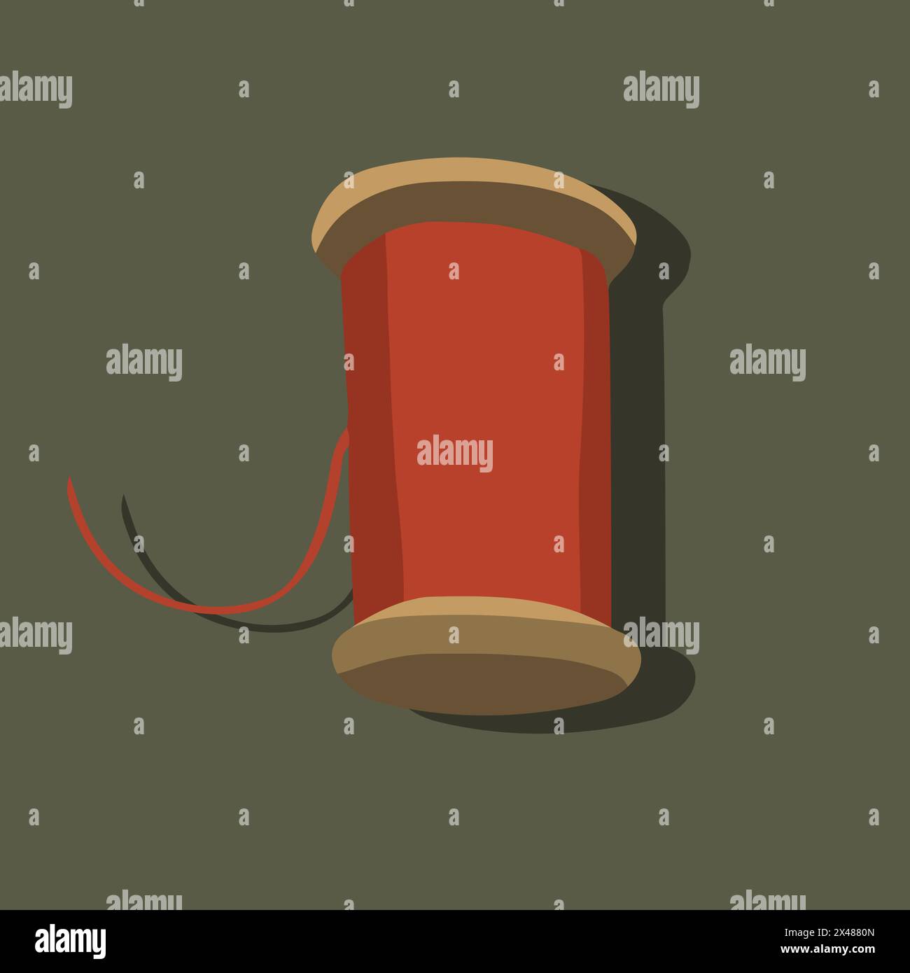 Vector isolated illustration of spool with threads. Red threads Stock ...