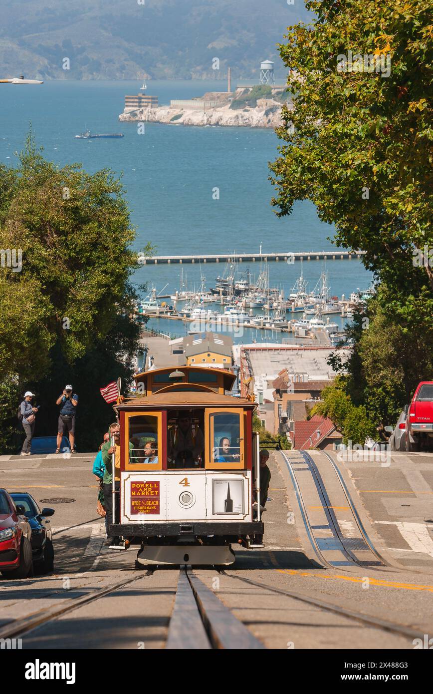 Classic San Francisco cable car ride with iconic bay view and lush ...