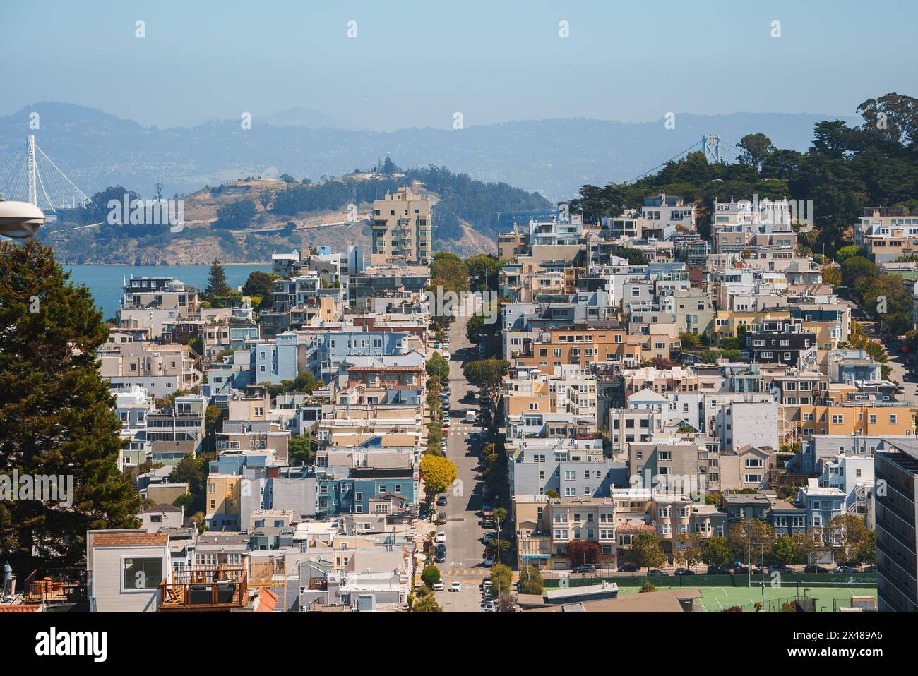 Residential Area with Bay Windows and Hills, San Francisco Stock Photo ...