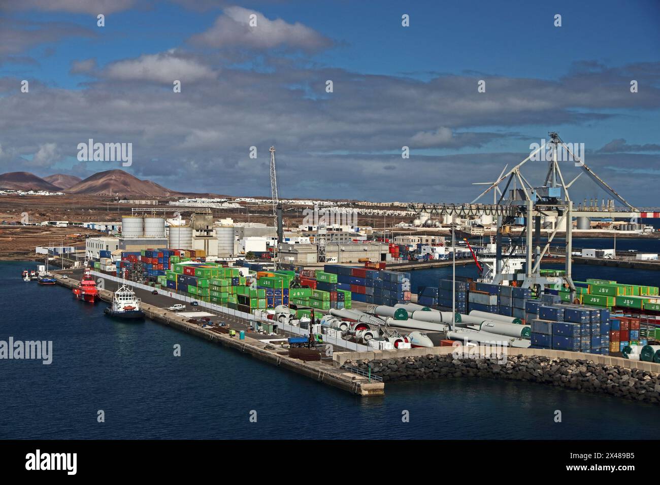 Shipping containers on docks, Arricife, Lanzarote Stock Photo - Alamy