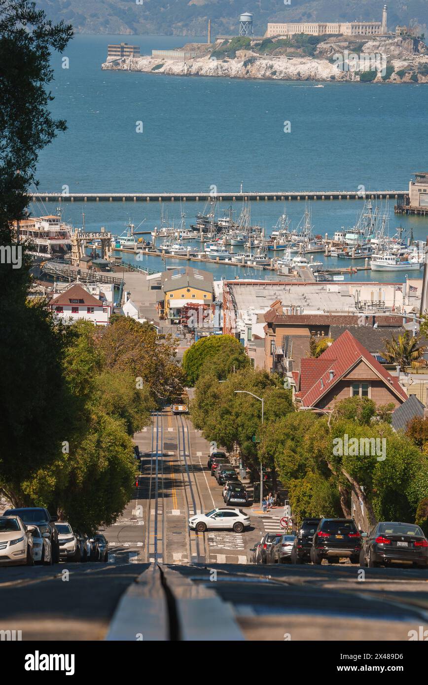 Iconic San Francisco Street View Overlooking Marina with Alcatraz Stock Photo - Alamy
