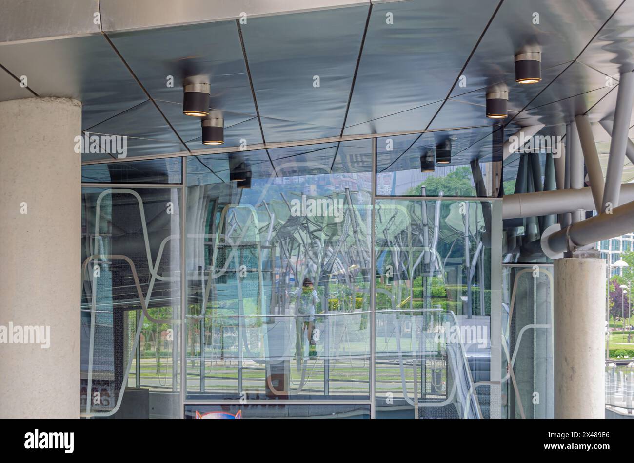 BILBAO, SPAIN - MAY 10, 2014: Facade detail of the Euskalduna ...