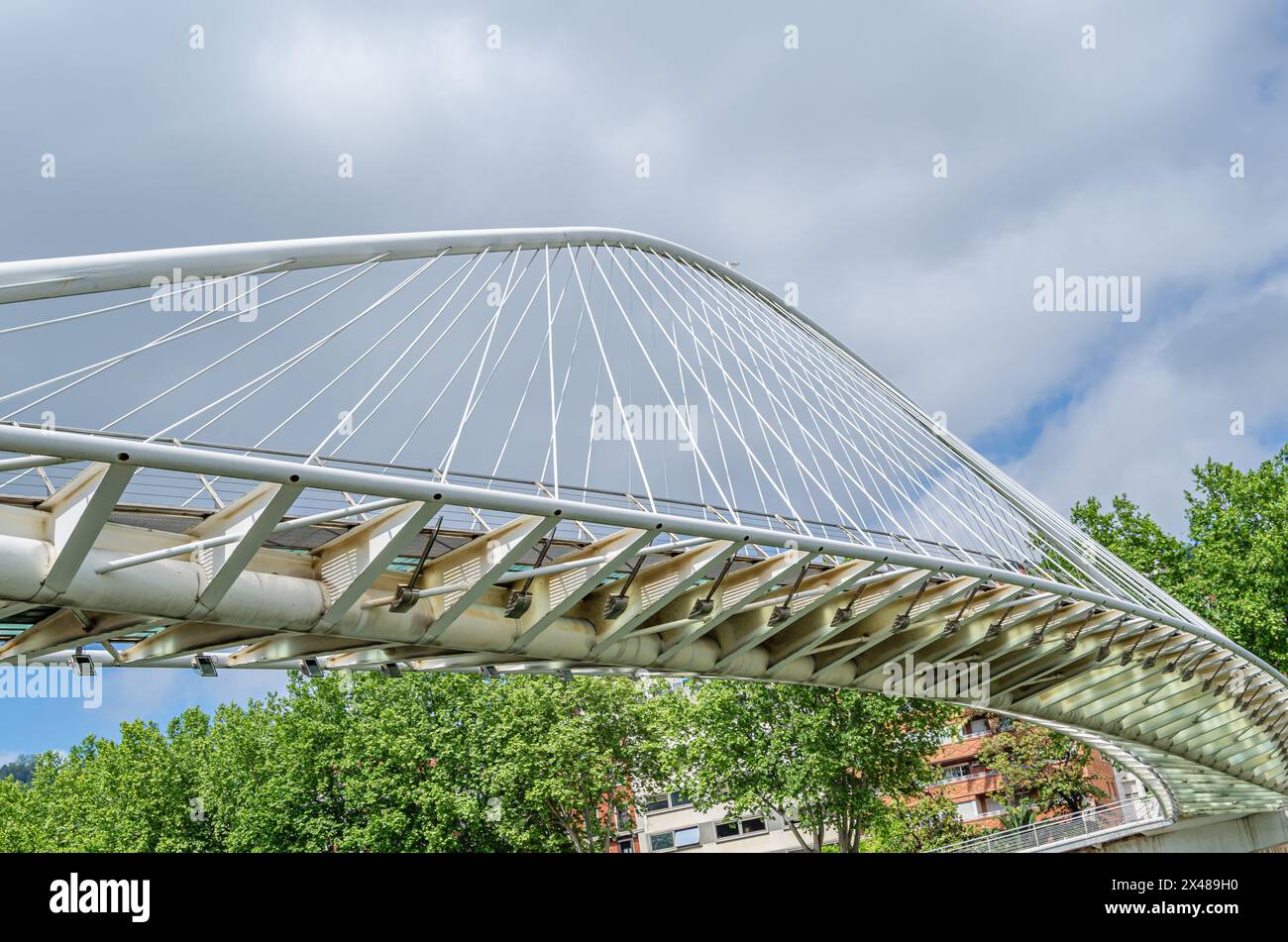 BILBAO, SPAIN - MAY 10, 2014: The Zubizuri (Basque for "white bridge ...