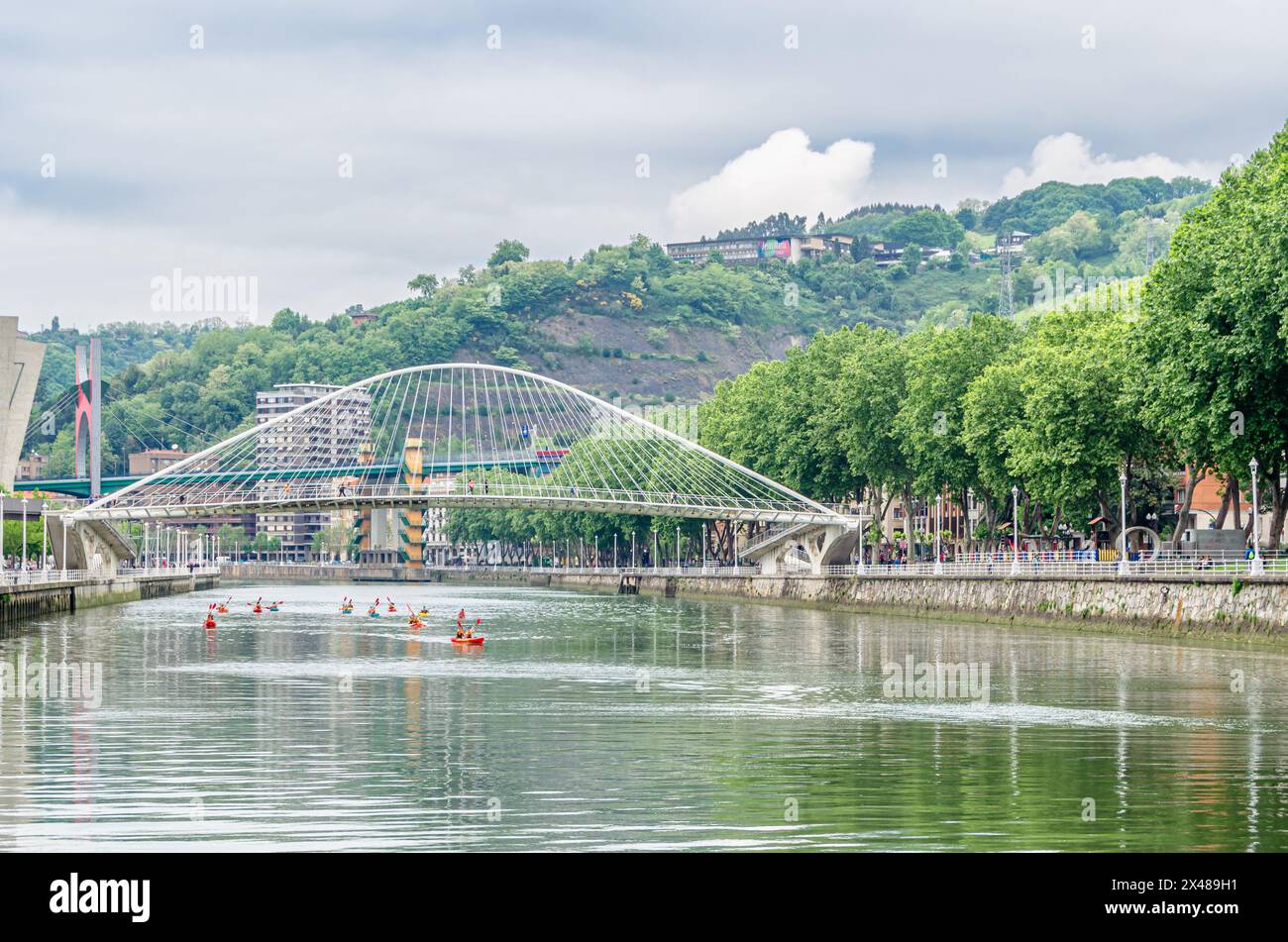 BILBAO, SPAIN - MAY 9, 2014: The Zubizuri (Basque for "white bridge ...