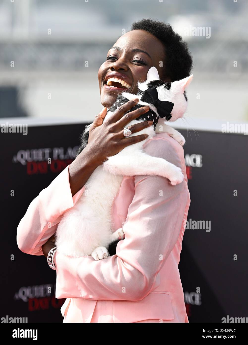 London, UK. May 1st, 2024. Lupita Nyong’o and Frodo the Cat at A Quiet ...