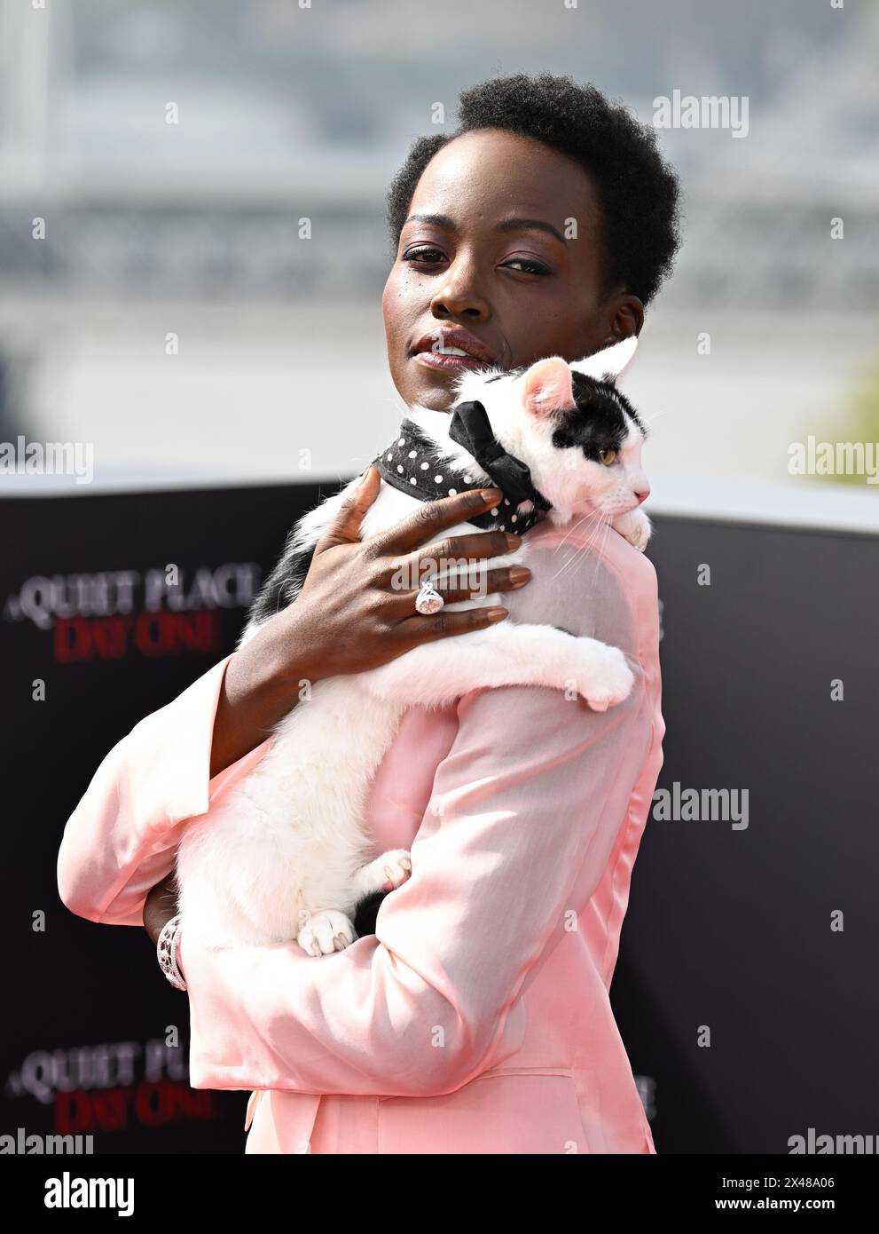 London, UK. May 1st, 2024. Lupita Nyong’o and Frodo the Cat at A Quiet ...