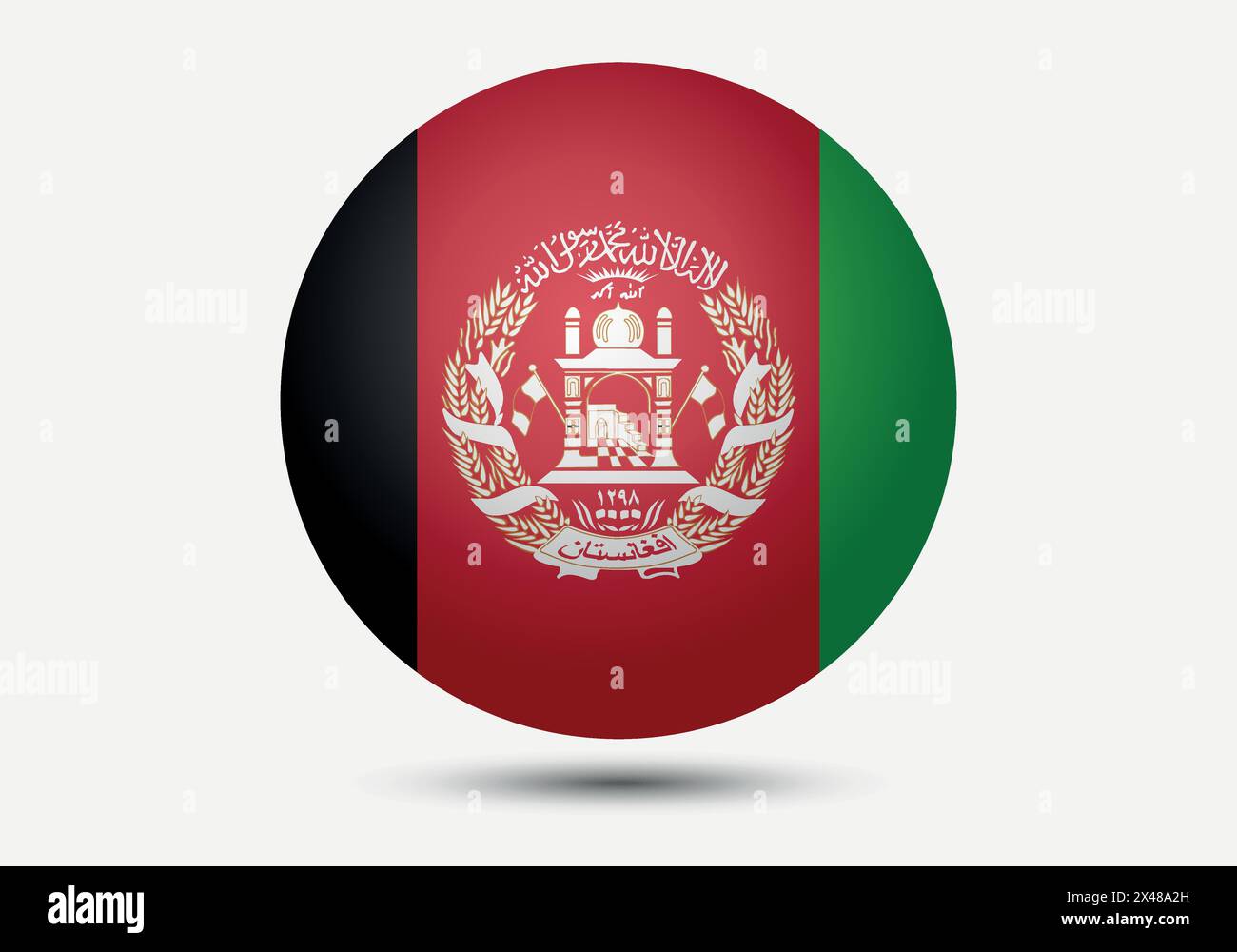 Flag of Afghanistan. Button flag icon. 3d icon. The circle icon. Vector ...