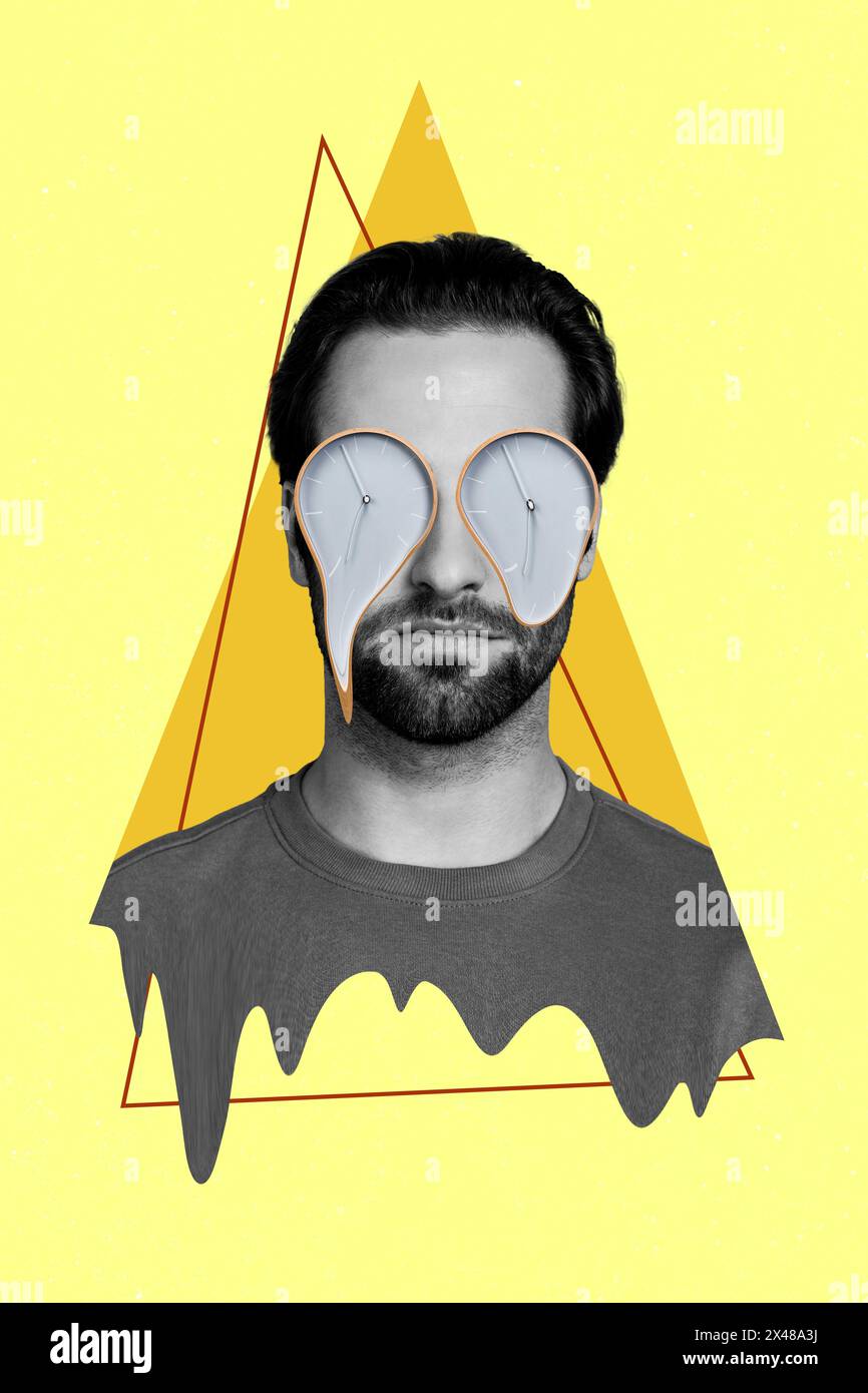 Trend artwork composite sketch 3D photo collage of young man eyeless ...