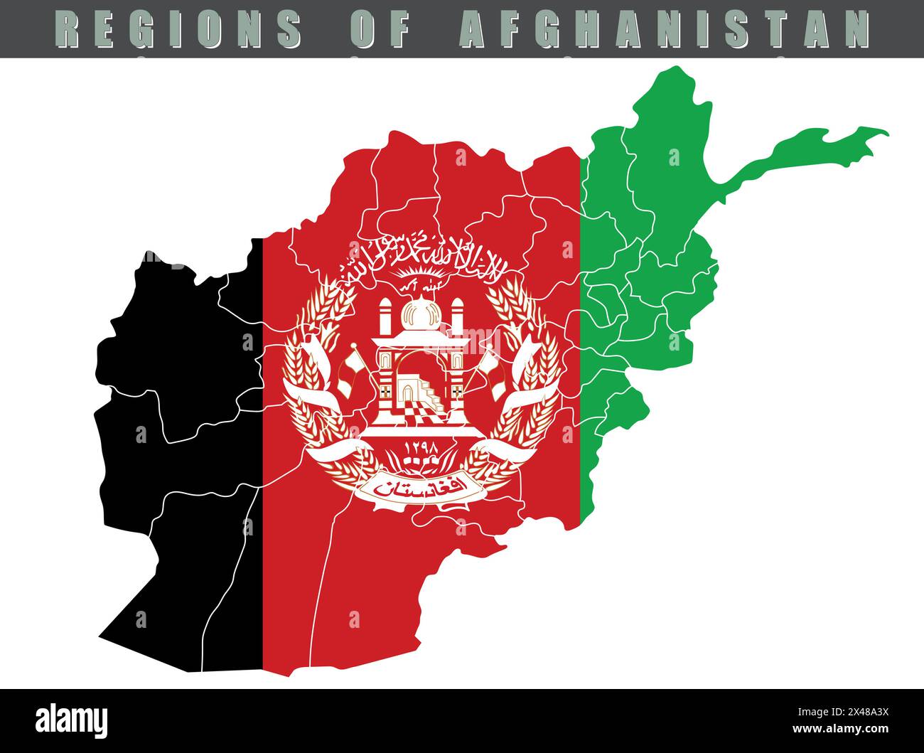 Map of the country of Afghanistan. Detailed vector map of Afghanistan ...