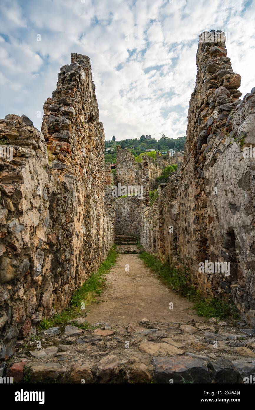 The historical Red Tower in the Alanya district of Antalya, one of the ...